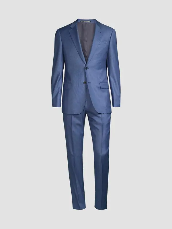 Emporio Armani Solid Virgin Wool Suit - Blue