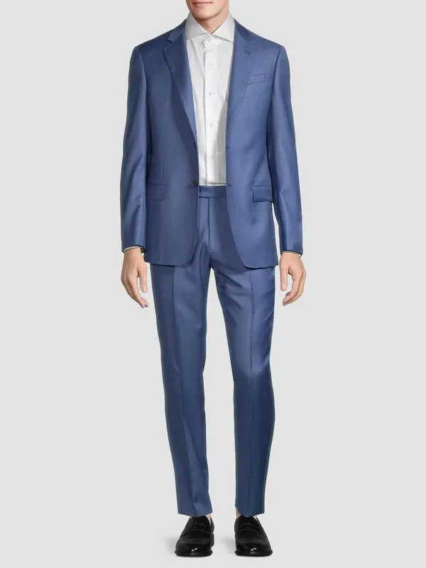 Emporio Armani Solid Virgin Wool Suit - Blue