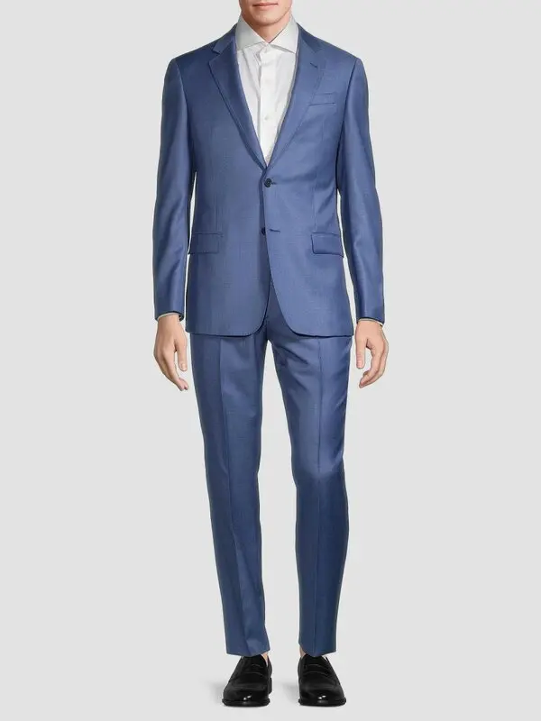 Emporio Armani Solid Virgin Wool Suit - Blue