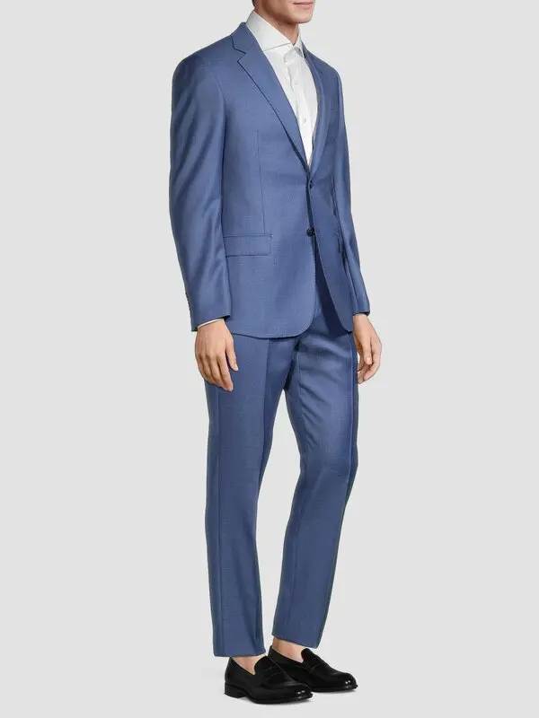 Emporio Armani Solid Virgin Wool Suit - Blue