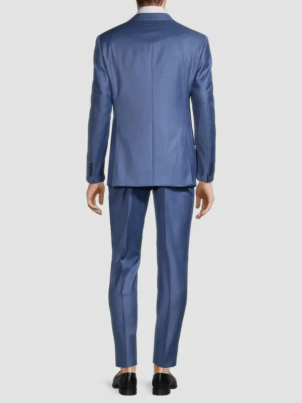 Emporio Armani Solid Virgin Wool Suit - Blue