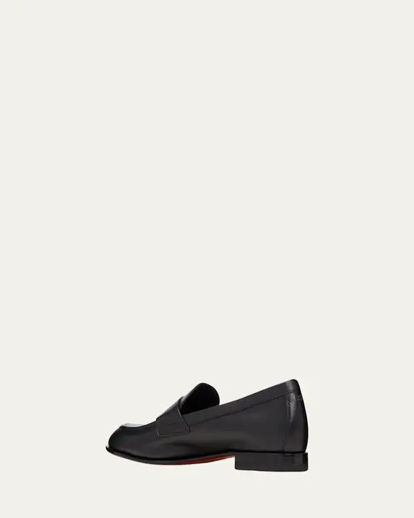 Santoni Famed Leather Penny Loafers - Black