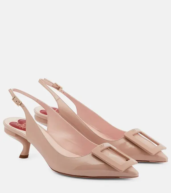 ROGER VIVIER Virgule Leather Slingback Pumps - Beige