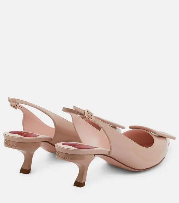 ROGER VIVIER Virgule Leather Slingback Pumps - Beige