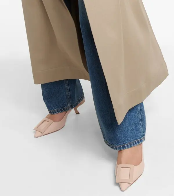 ROGER VIVIER Virgule Leather Slingback Pumps - Beige