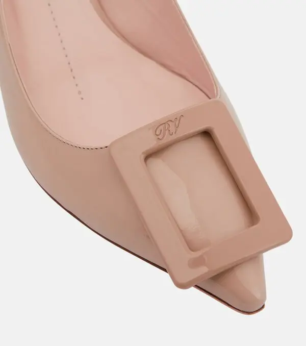 ROGER VIVIER Virgule Leather Slingback Pumps - Beige