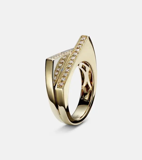RAINBOW K Handcuff 9kt Gold Ring With Diamonds