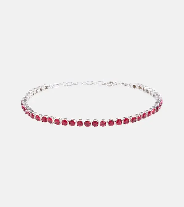 Amina Muaddi Embellished Tennis Anklet - Red