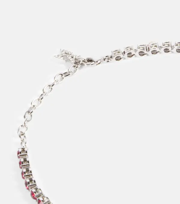 Amina Muaddi Embellished Tennis Anklet - Red