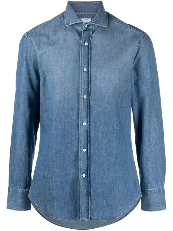 Brunello Cucinelli Spread-collar Denim Shirt - Blue