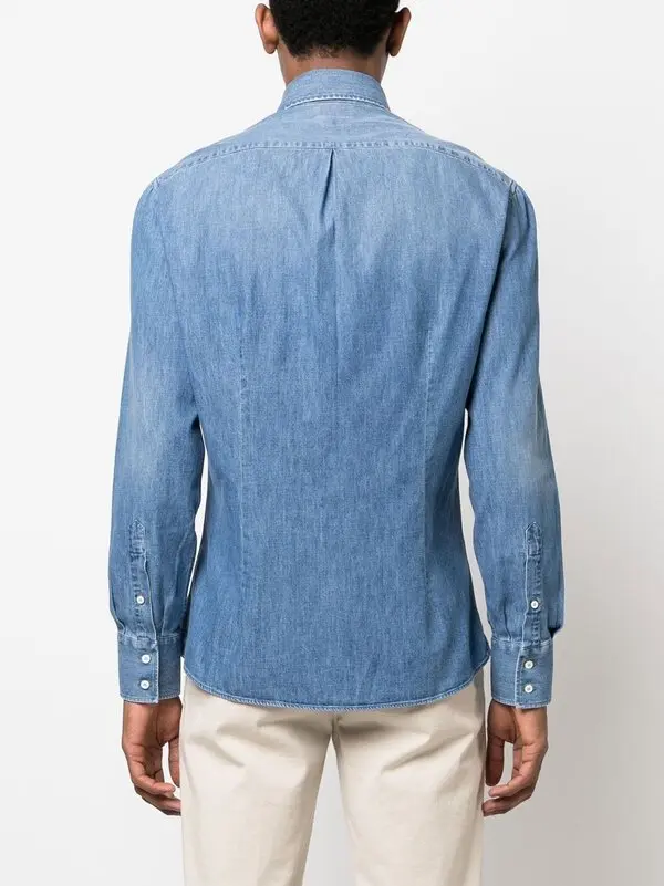 Brunello Cucinelli Spread-collar Denim Shirt - Blue