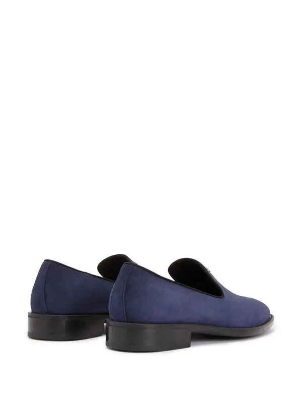 GIUSEPPE ZANOTTI Imrham Logo-plaque Suede Loafers - Blue