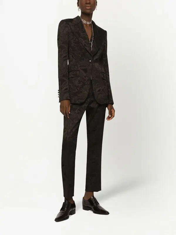 Dolce & Gabbana Floral Appliqué Tapered Trousers - Black