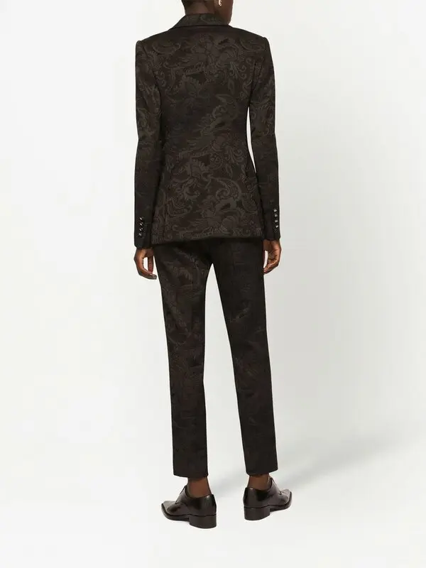Dolce & Gabbana Floral Appliqué Tapered Trousers - Black