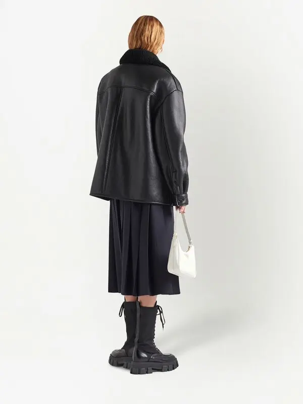 Prada Shearling Collar Button-up Jacket