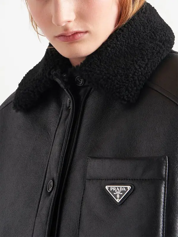 Prada Shearling Collar Button-up Jacket