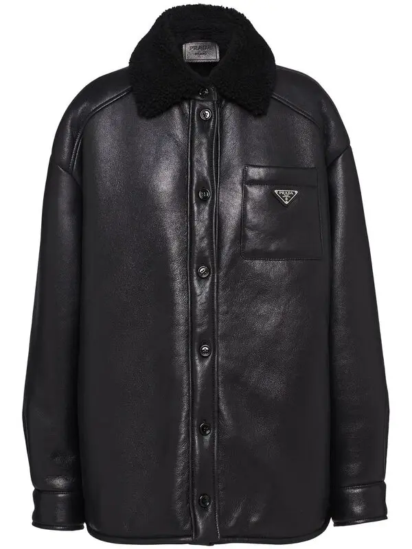 Prada Shearling Collar Button-up Jacket
