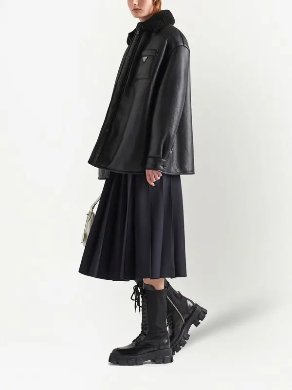 Prada Shearling Collar Button-up Jacket