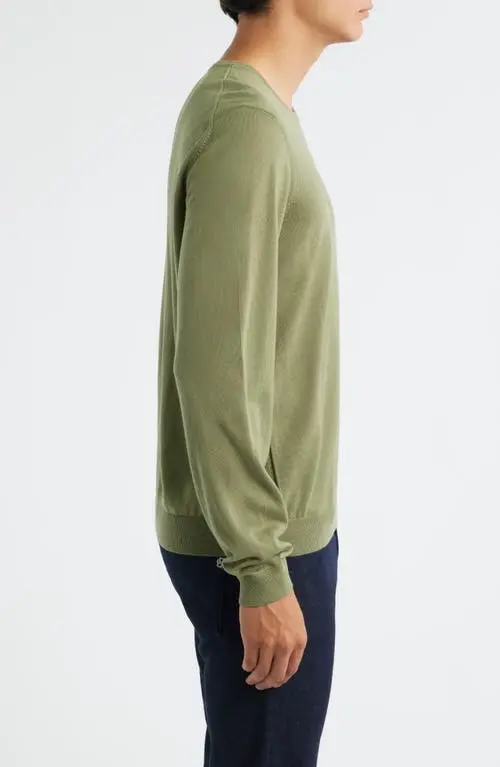 BOSS Leno Virgin Wool Crewneck Sweater - Medium Green