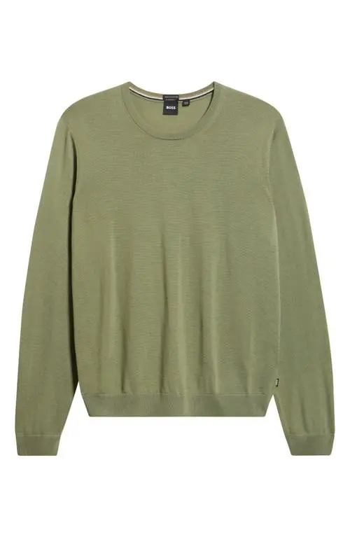 BOSS Leno Virgin Wool Crewneck Sweater - Medium Green