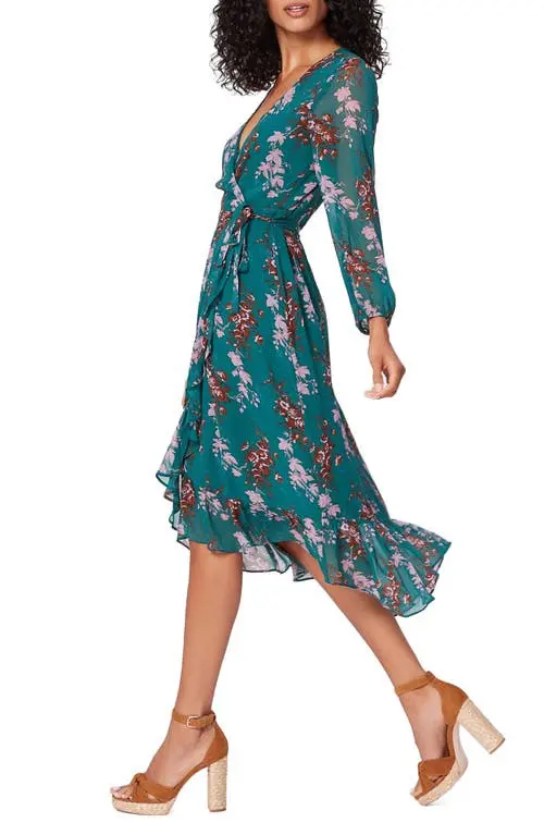 Paige Palazzo Print Long Sleeve Silk Wrap Dress