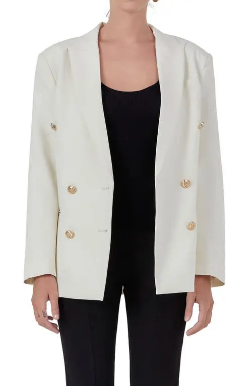 Endless Rose Double Breasted Blazer - Ecru
