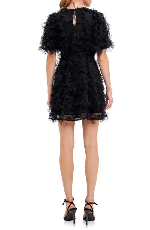 Endless Rose Feathered Mesh Mini Dress