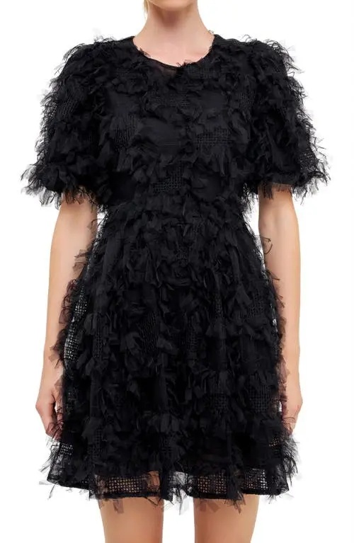 Endless Rose Feathered Mesh Mini Dress