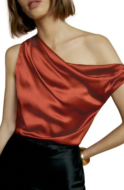 REFORMATION Annika One-shoulder Silk Charmeuse Top