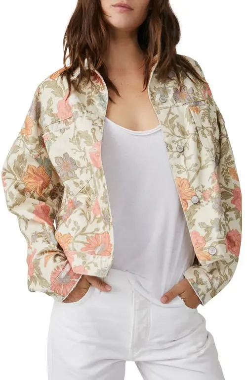 Free People Printed Denim Jacket