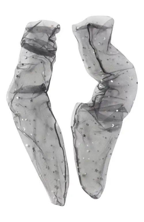 HIGH HEEL JUNGLE Starry Sky Tulle Crew Socks - Black