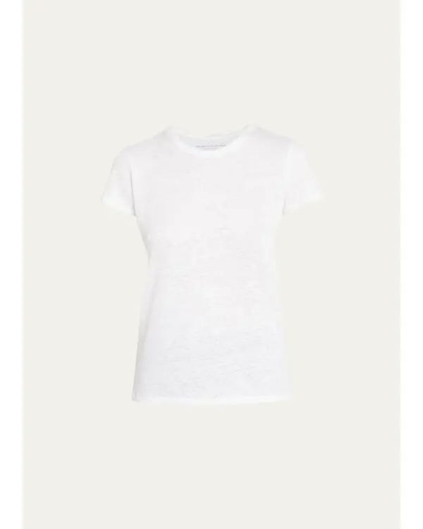 Majestic Filatures Stretch Linen Crewneck T-shirt - Blanc