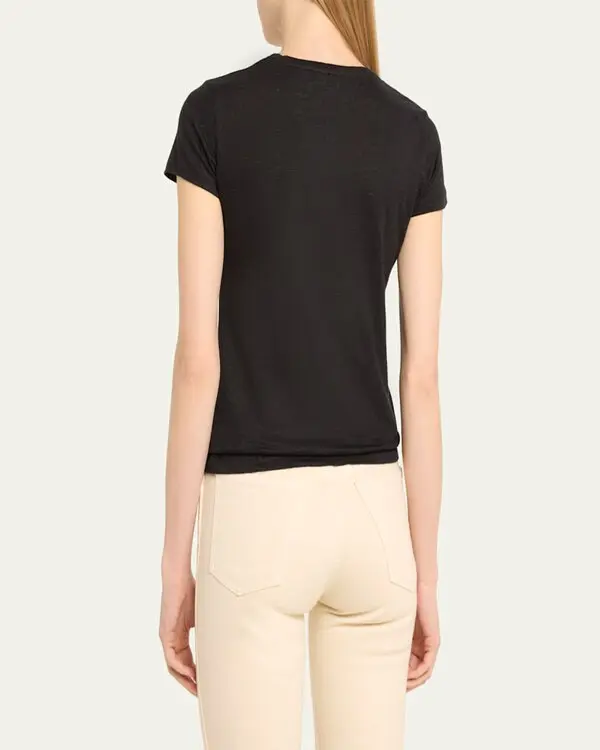 Majestic Filatures Stretch Linen Crewneck T-shirt - Noir