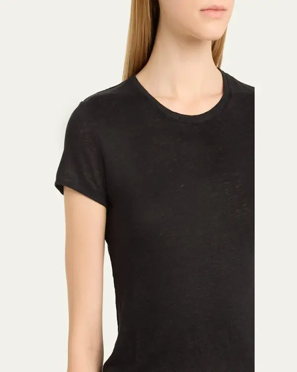 Majestic Filatures Stretch Linen Crewneck T-shirt - Noir