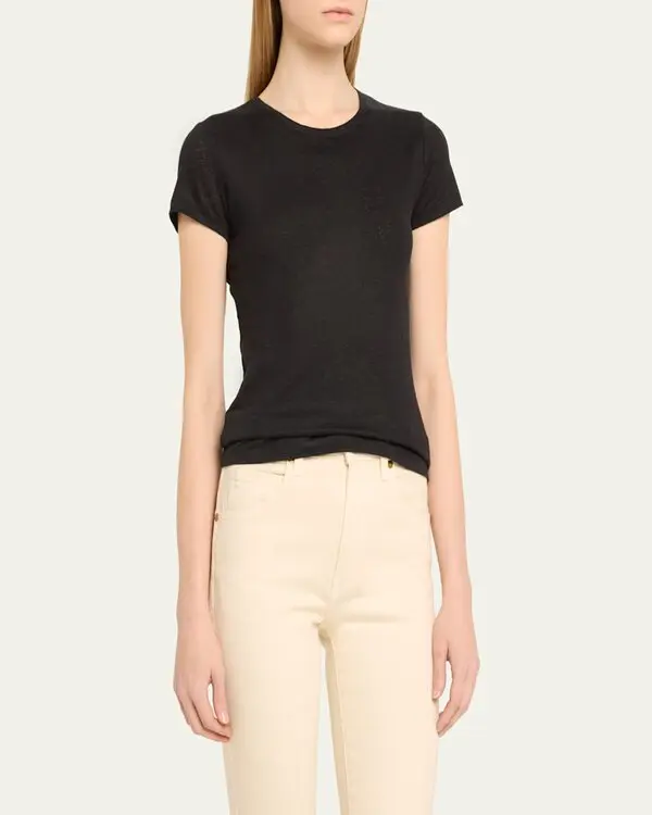 Majestic Filatures Stretch Linen Crewneck T-shirt - Noir