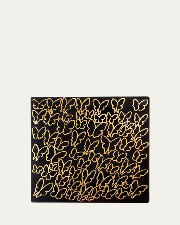 HUNT SLONEM Midnight Butterflies Square Lacquer Placemat - Noclr