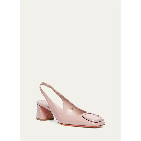 Santoni Patent Leather Slingback Pumps - Pink