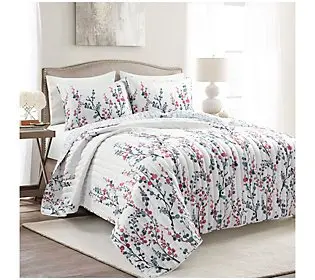 LUSH DECOR Mirabelle Watercolor Floral Reversib Le Quilt 3-pc - One-color