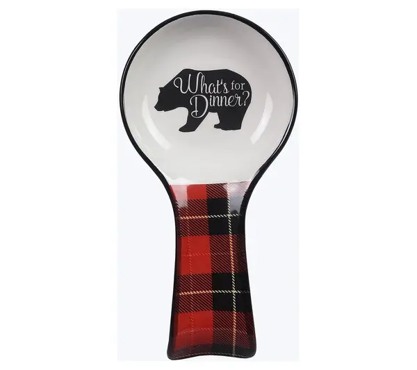 YOUNG'S INC. Young's Inc Ceramic Bear Plaid Cabin Spoon Rest - One-color