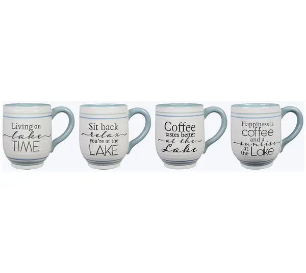 YOUNG'S INC. Young's Inc Set Of 20-oz Ceramic Lake Cabin Mugs - One-color