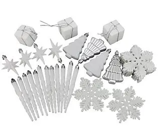 NORTHLIGHT 125ct White/silver Shatterproof 4-finish Ornaments - One-color
