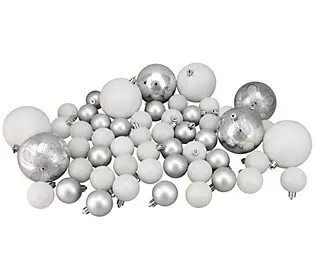 NORTHLIGHT 125ct White/silver Shatterproof 4-finish Ornaments