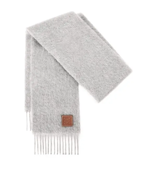 Loewe Wool-mohair Logo Scarf - Grey