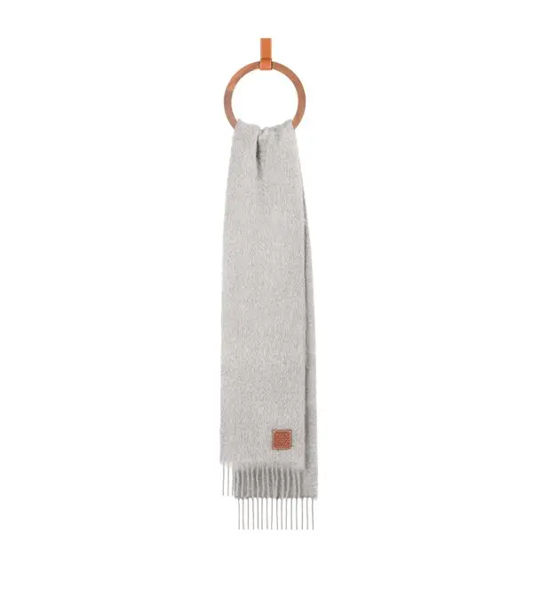 Loewe Wool-mohair Logo Scarf - Grey