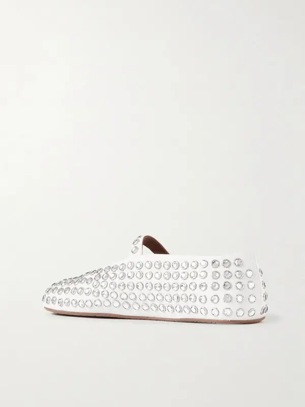 Alaïa Crystal-embellished Leather Ballet Flats