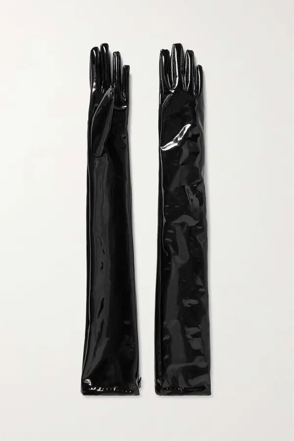 Gucci Embellished Patent-leather Gloves