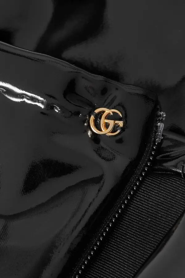 Gucci Embellished Patent-leather Gloves