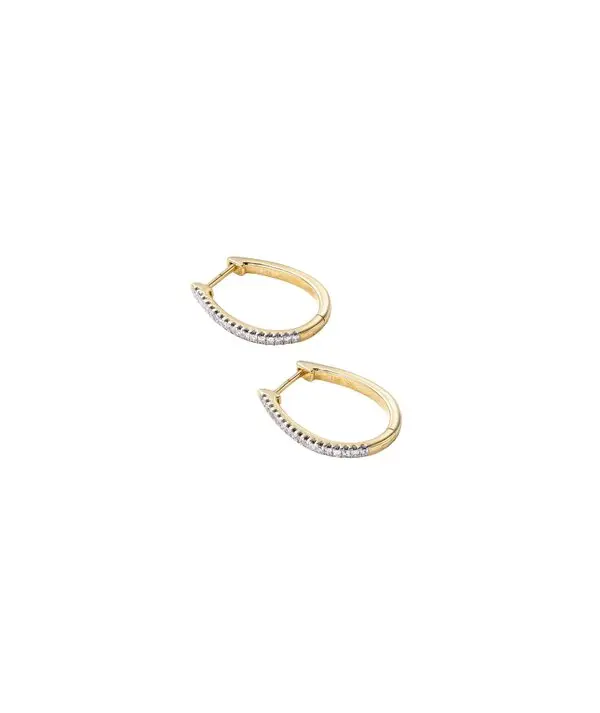 STONE AND STRAND Medium Oval 14-karat Diamond Hoop Earrings - Gold