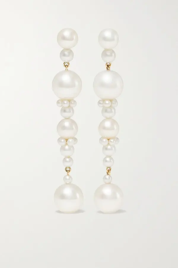 Sophie Bille Brahe Escalier De Perle 14-karat Gold Earrings - White