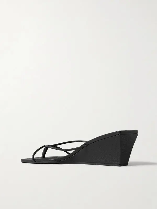 ST. AGNI Leather Wedge Sandals